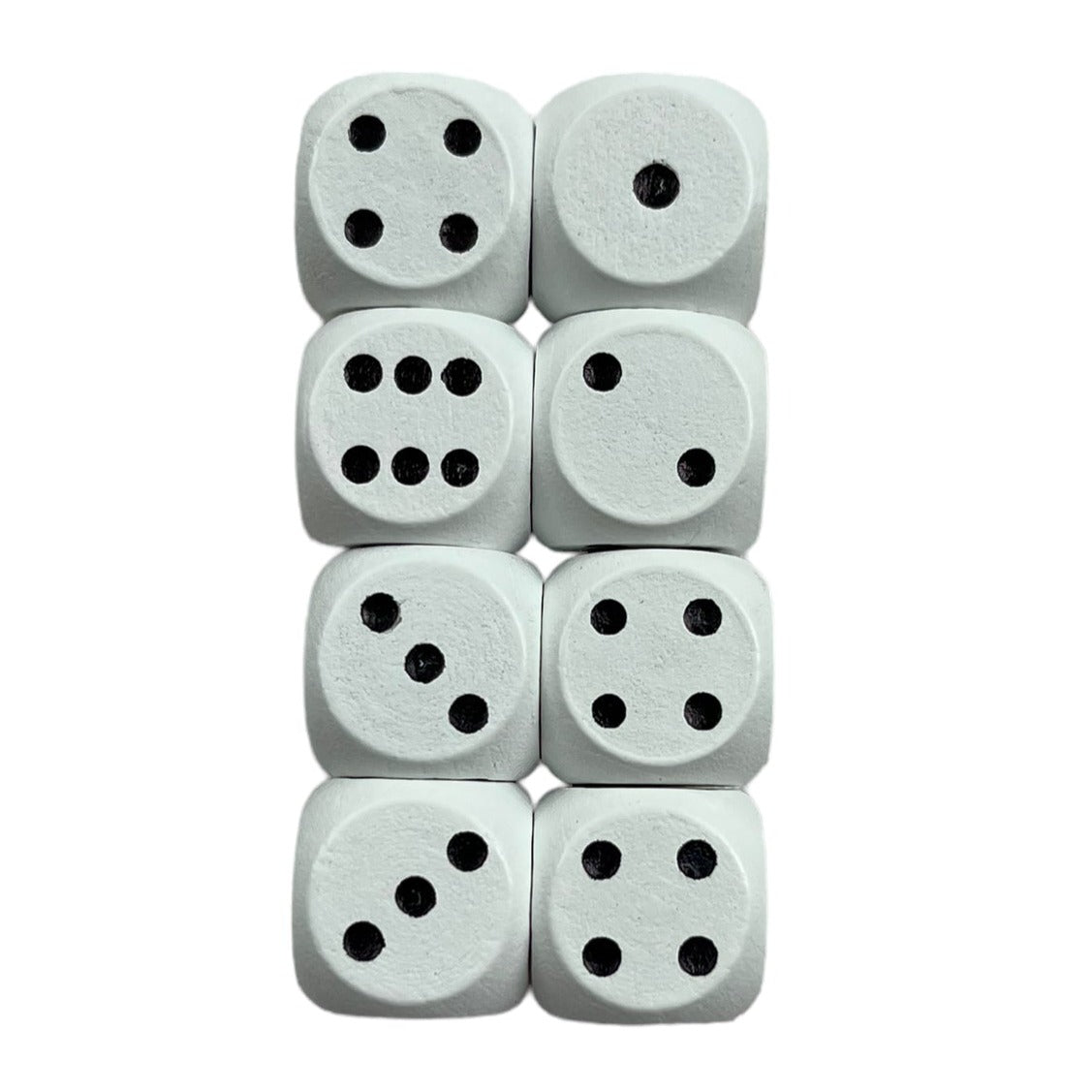 8 Houten Witte Dobbelstenen Set - Diverse Spellen