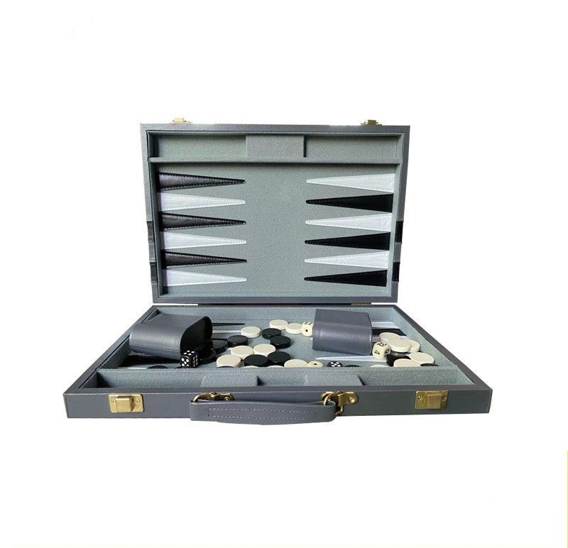 Backgammon Koffer - Backgammon Set - Grijs